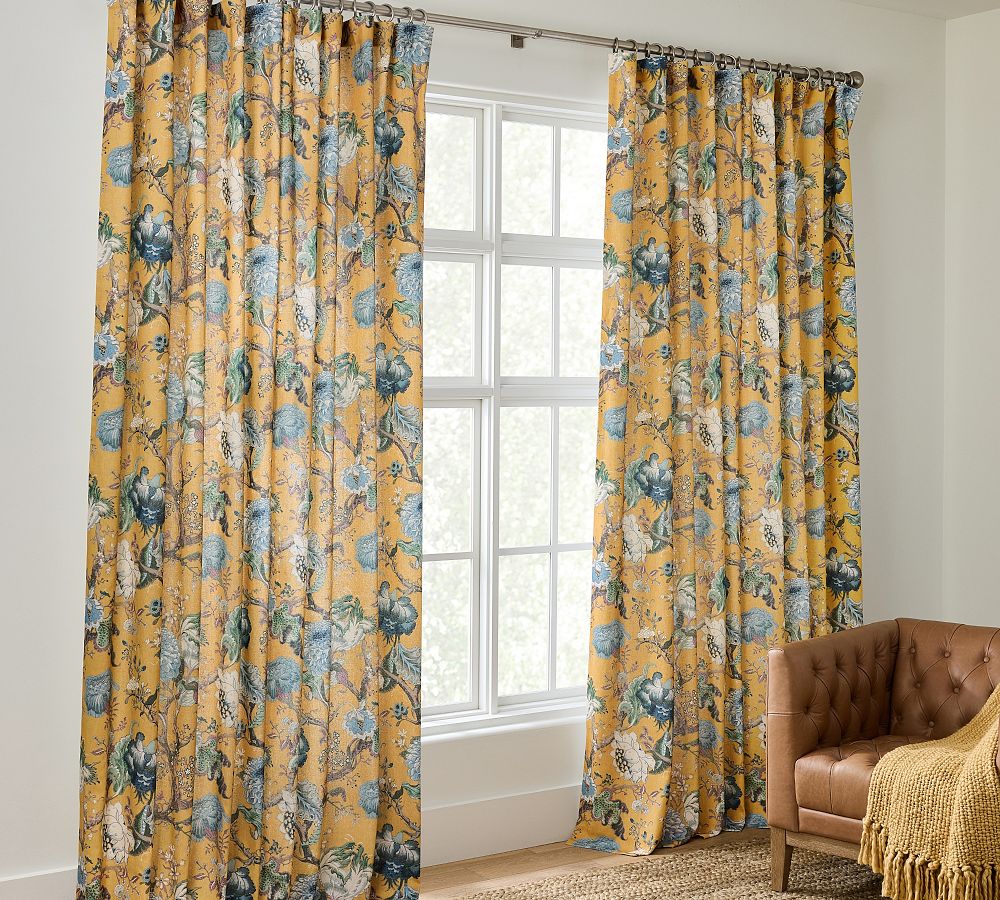 Dahlia Floral Print Curtain | Pottery Barn
