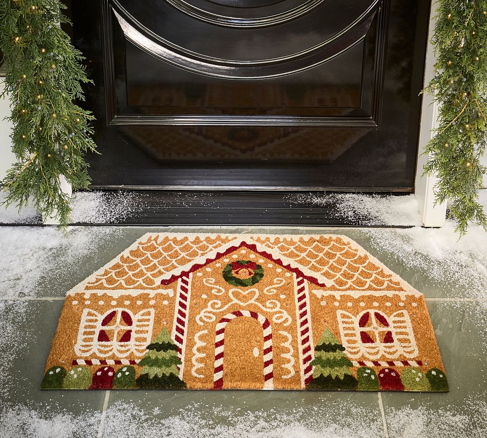 Gingerbread House Light Up Doormat | Pottery Barn