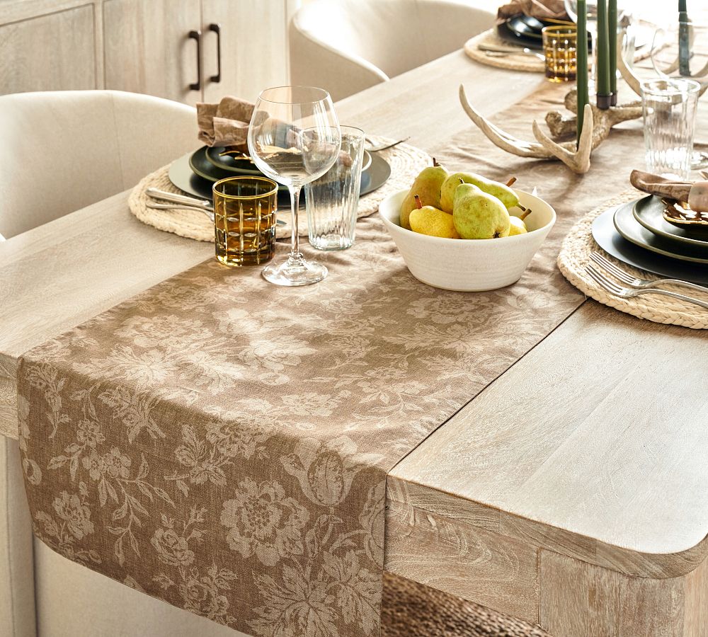 Brianna Floral Organic Cotton Table Runner | Pottery Barn