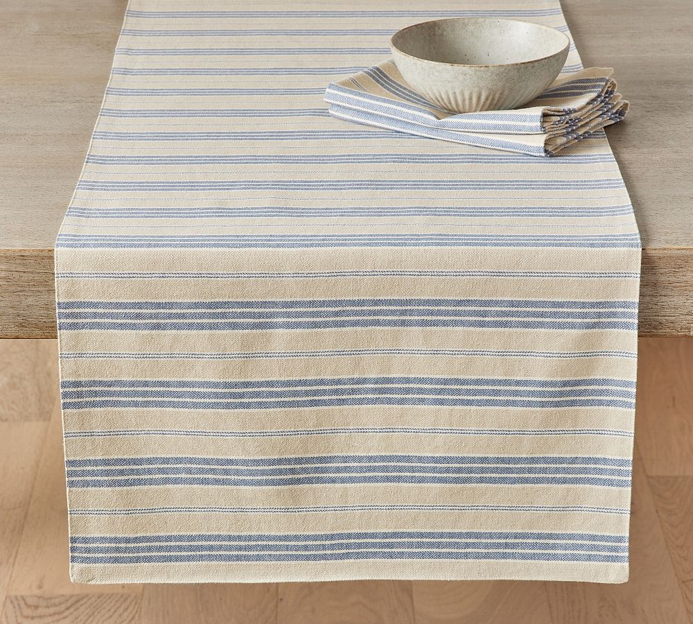 Colette Stripe Cotton/Linen Table Runner | Pottery Barn