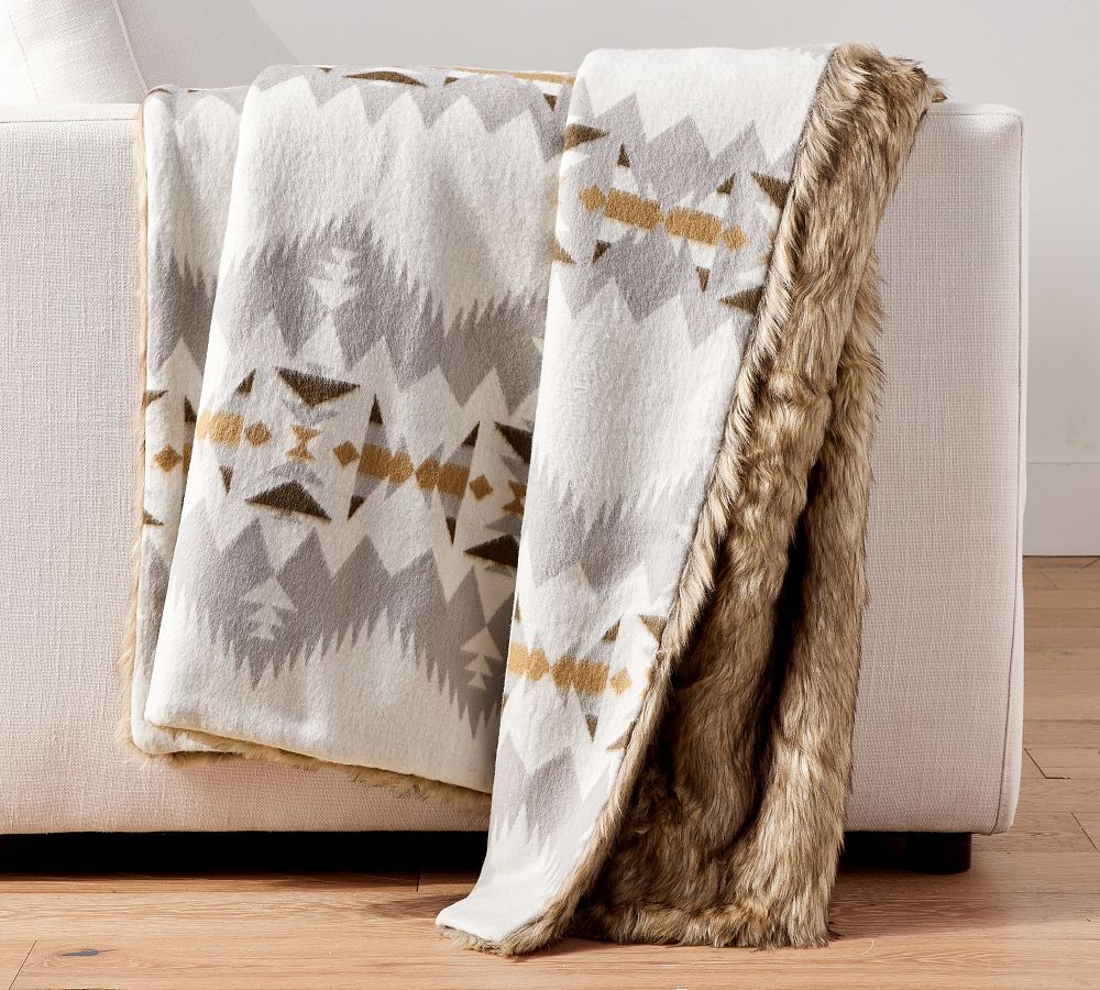 Pendleton® Sonora Faux Fur Back Oversized Throw | Pottery Barn