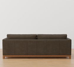 Jake Leather Brindle Wood Base Sofa (63"–96") | Pottery Barn