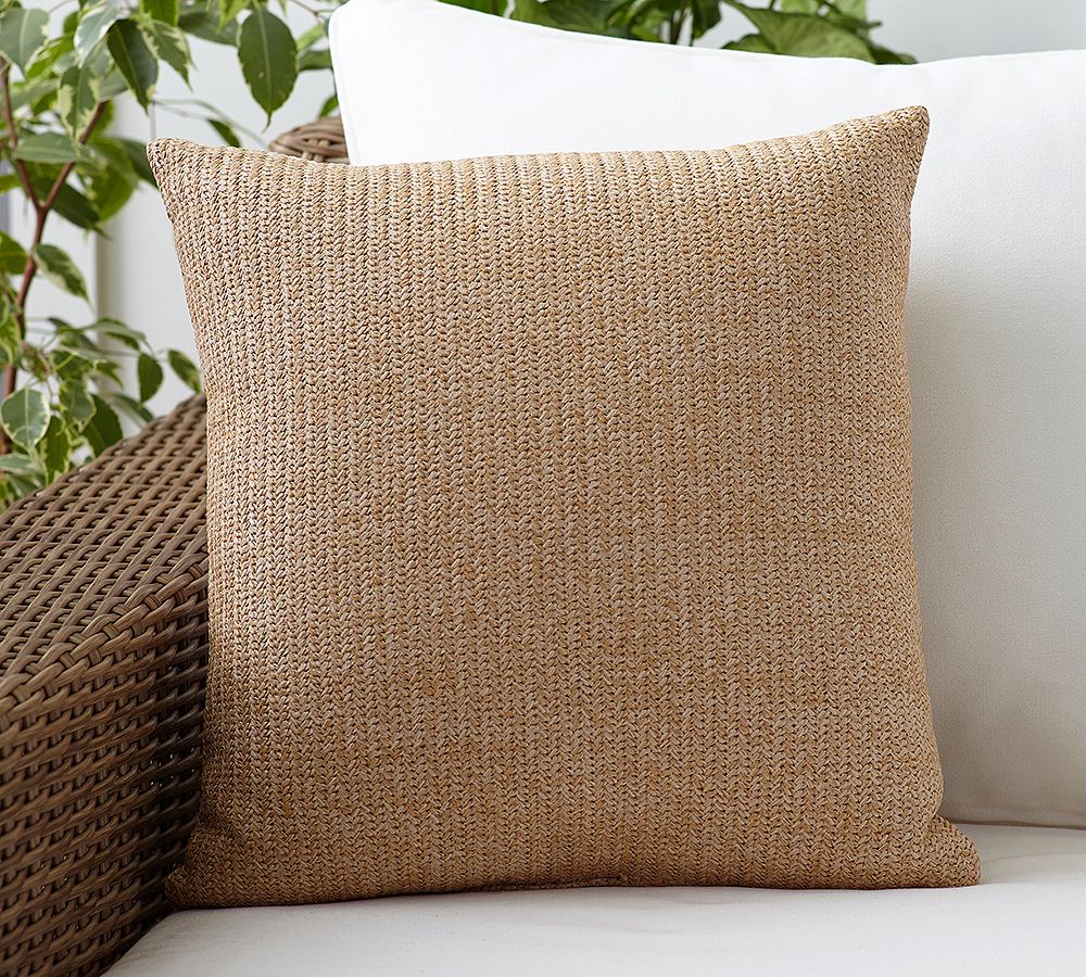 Faux Natural Fibre Outdoor Pillow - Cozy & Stylish | Pottery Barn