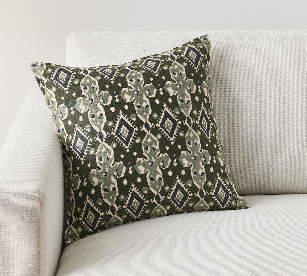 Judah Ikat Plaid Embroidered Pillow | Pottery Barn