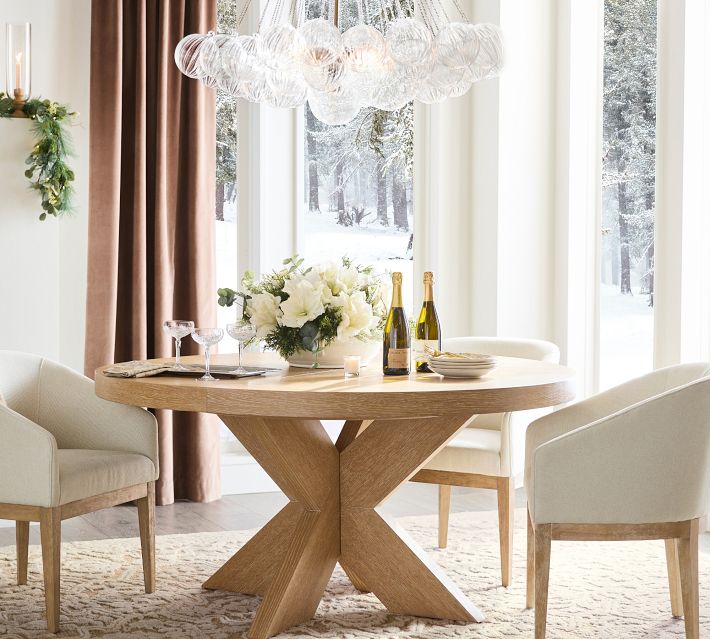 Modern Farmhouse Round Extending Dining Table Pottery Barn