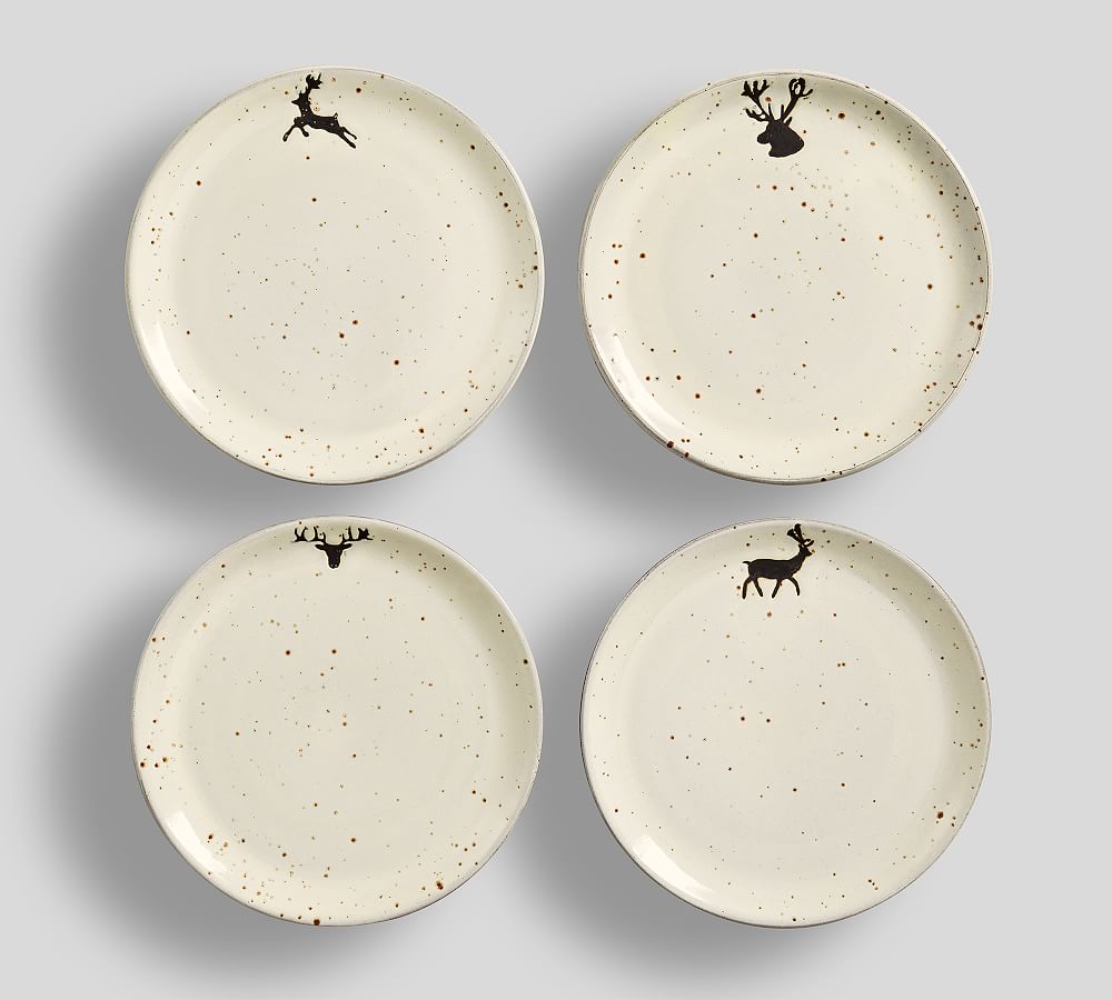 Rustic Reindeer Salad Plates - Set of 4 | Pottery Barn