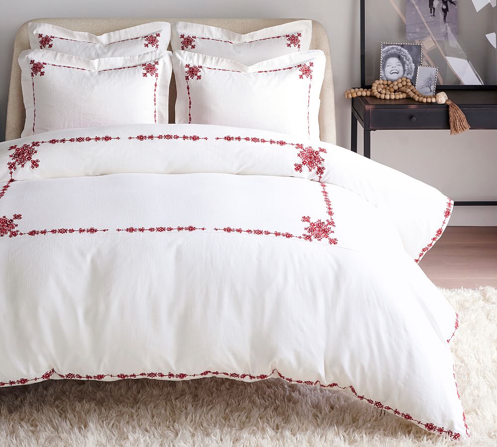 Tahoe Embroidered Cotton Duvet Cover | Pottery Barn