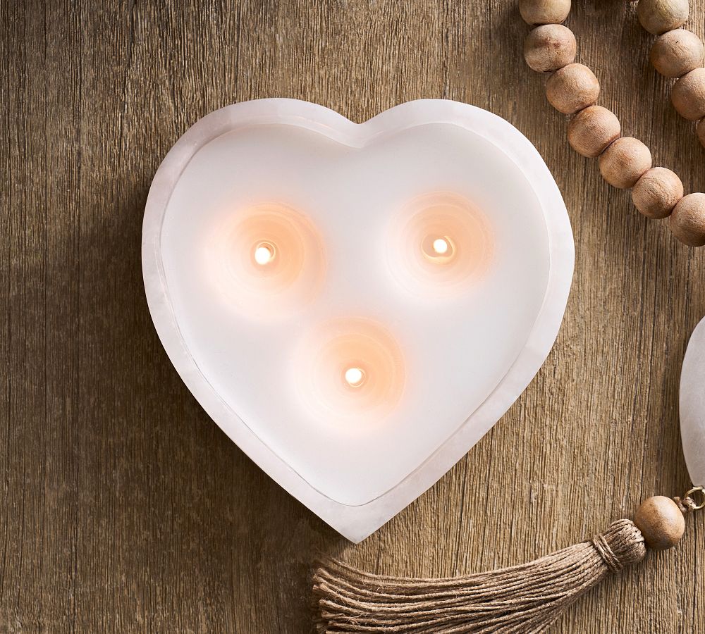 Alabaster Heart Scented Candle - Vanilla & Tobacco | Pottery Barn