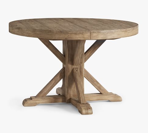 Benchwright antique grey oak round dining table by inspire q artisan store