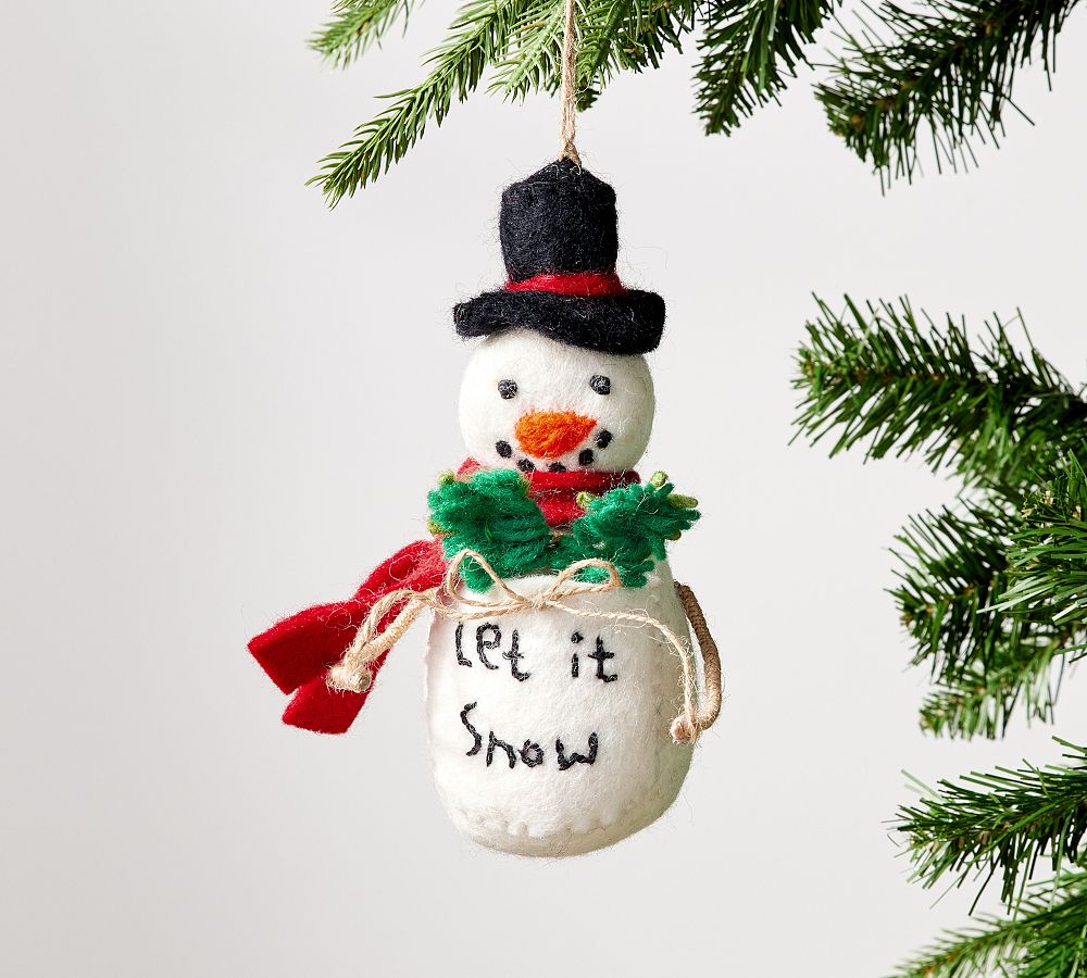 Felt Let It Snow Snowman Ornament | Pottery Barn