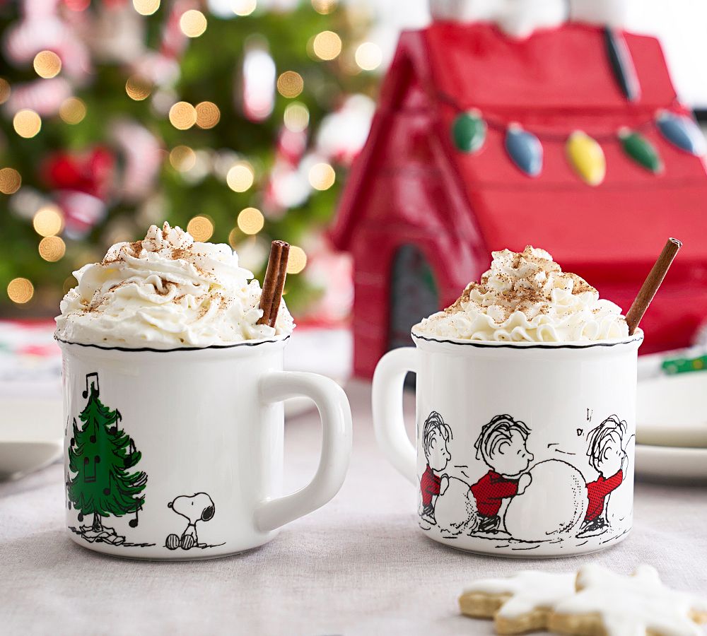 Peanuts™ Holiday Decal Stoneware Mugs - Set of 2 | Pottery Barn