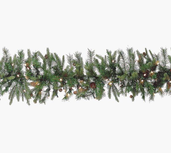 Faux Oversized Rocky Mountain Garlands With Clear Lights - Set of 2 ...