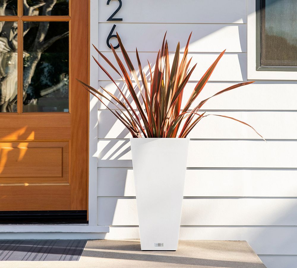 All Weather Eco Hevea Tapered Cube Tall Outdoor Planters | Pottery Barn