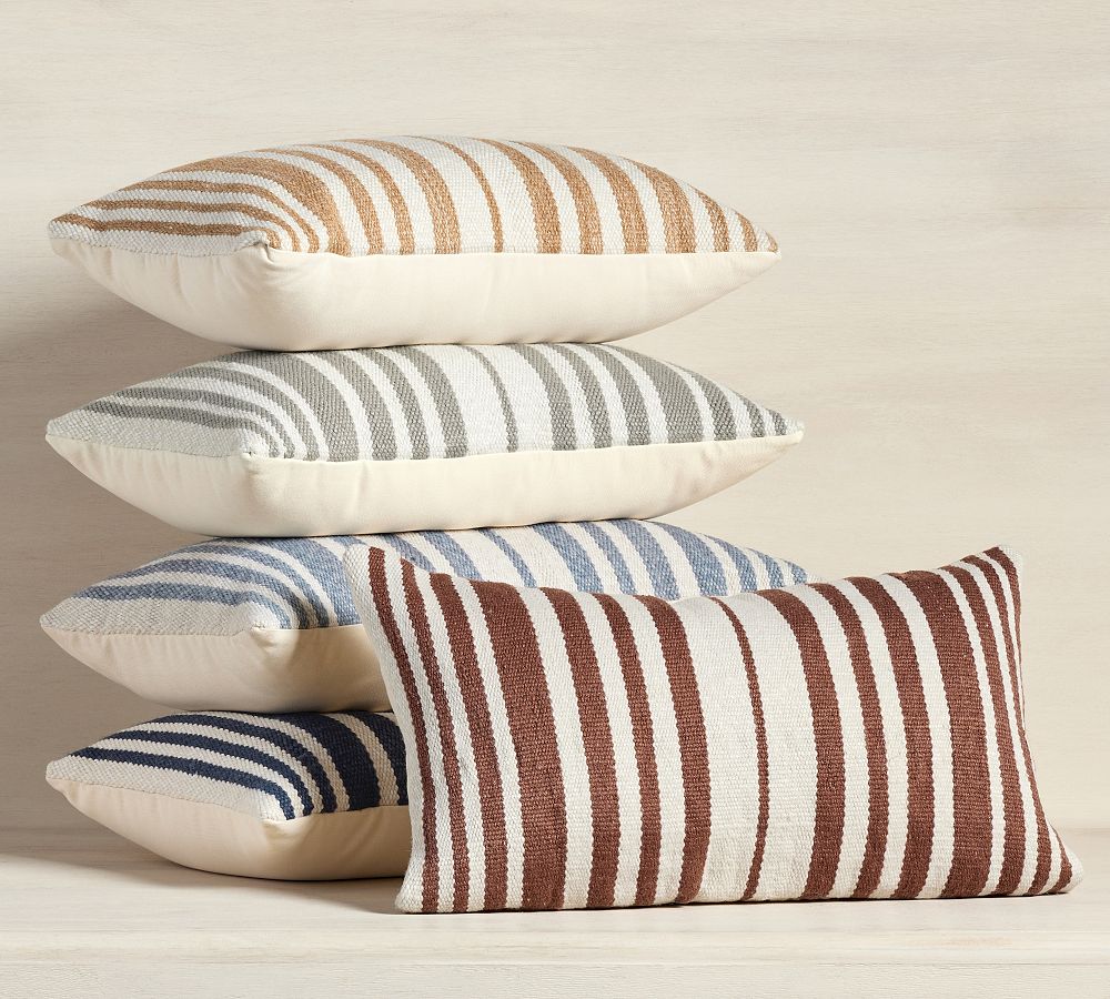 Classic Striped Handwoven Outdoor Lumbar Pillow | Pottery Barn