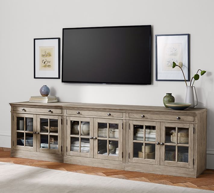 Livingston Media Console with Glass Cabinets 105