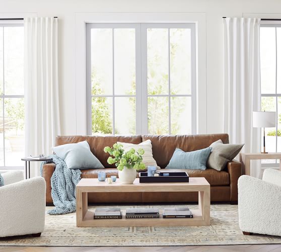 Pottery barn leather sofa store