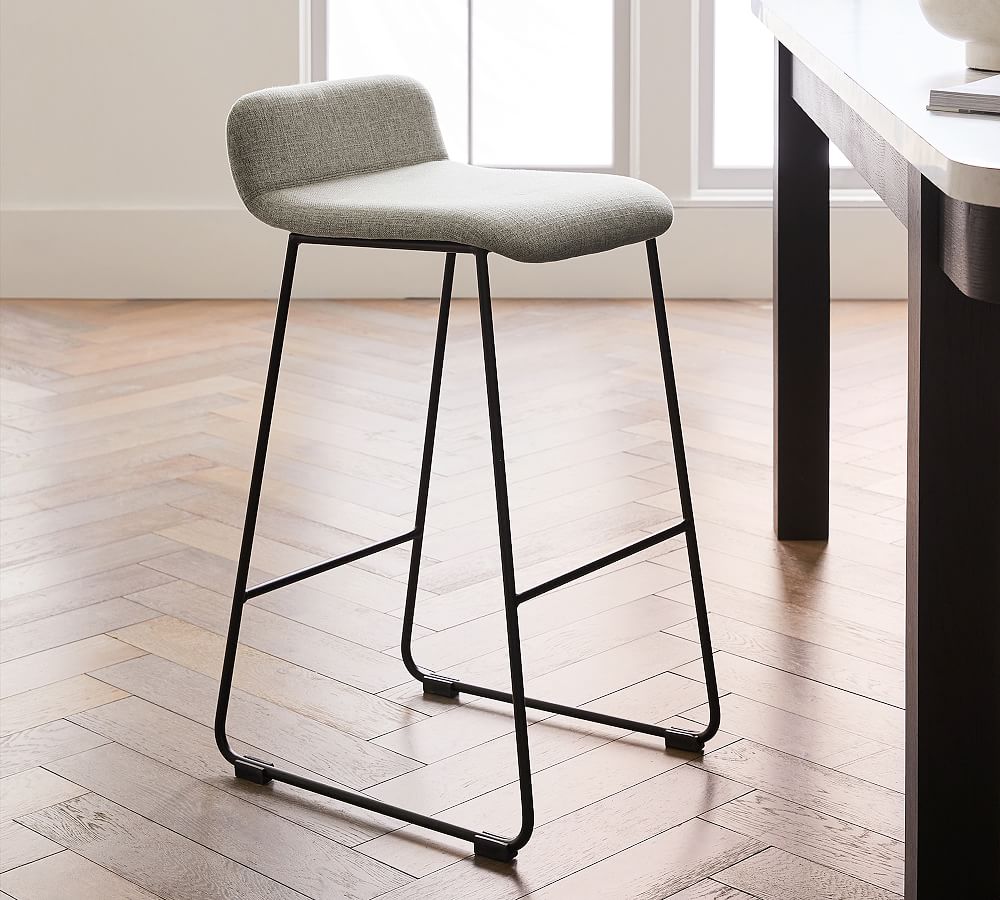 Zoe Upholstered Metal Stool | Pottery Barn