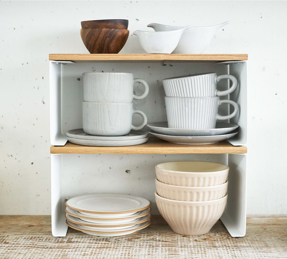 Tosca Wood-Top Stackable Kitchen Rack - Set of 2 | Pottery Barn