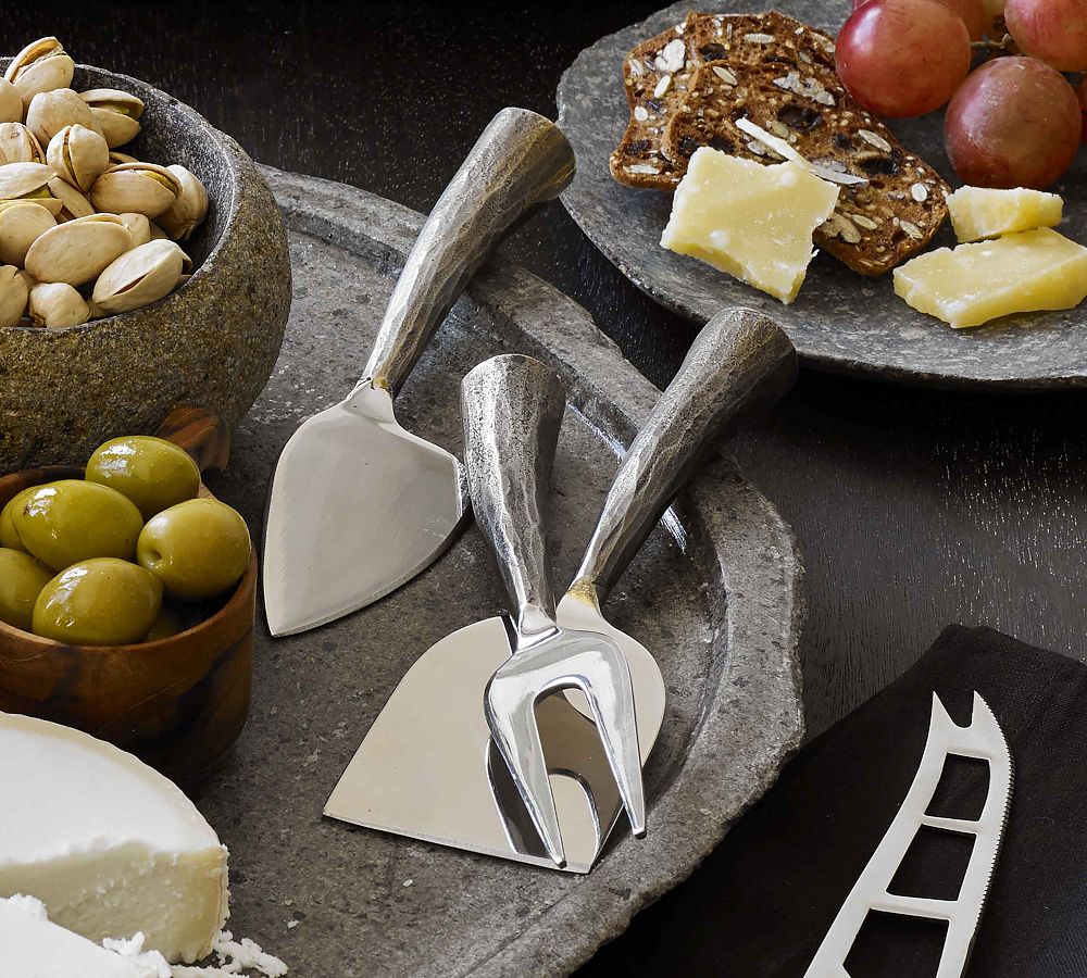 Rustic Stainless Handcrafted Steel Cheese Knives - Set of 3 | Pottery Barn