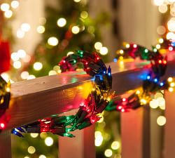 Multi Color Incandescent Garland Lights With Green Wire - 9' | Pottery Barn