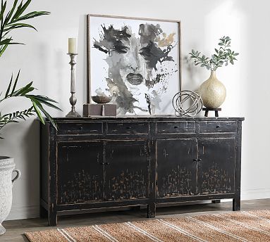 Danton 80 Reclaimed Wood Buffet Antique Blue Pottery Barn