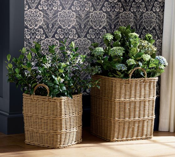 Chris Loves Julia Woven Basket Planter | Pottery Barn