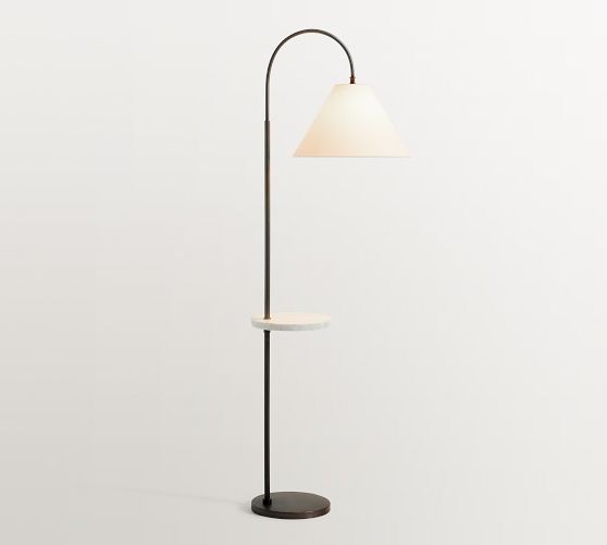 Sinclair Metal Arc Floor Lamp with Marble Tray (66") | Pottery Barn