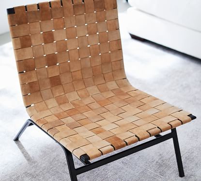 Shay Woven Leather Accent Chair Pottery Barn