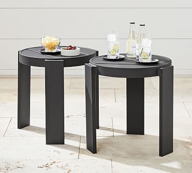 Malibu Metal Stackable Outdoor Side Stool Set of 2 18