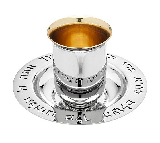 Stainless Steel Kiddush Cup and Plate | Pottery Barn