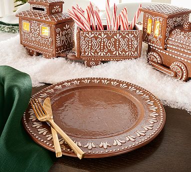 Gingerbread Stoneware Charger Plates | Pottery Barn