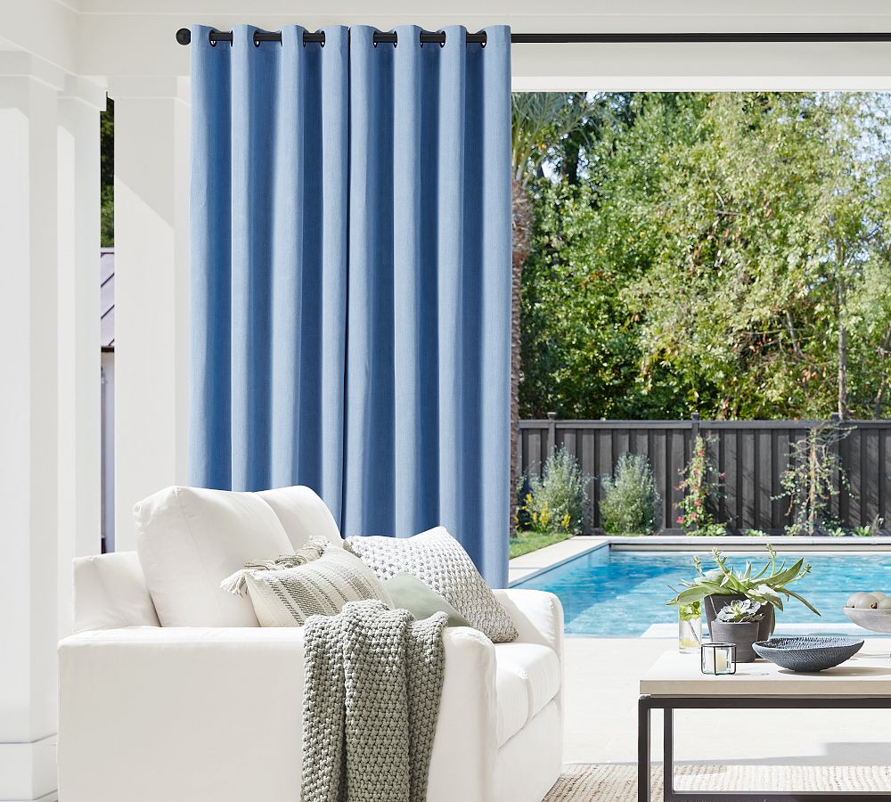 Outdoor Performance Heathered Canvas Curtain | Pottery Barn