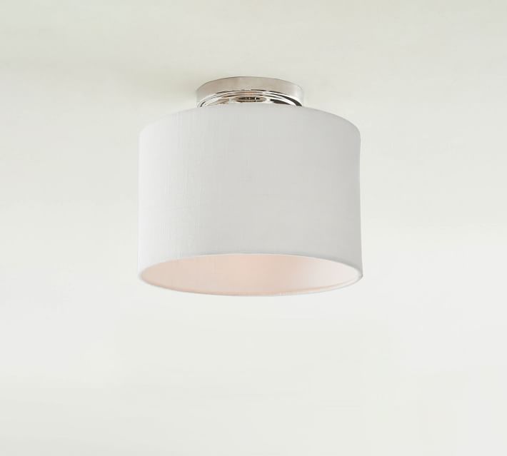 Linen Drum Shade Flush Mount 10 14 Pottery Barn
