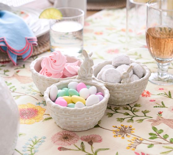 Rustic Bunny Stoneware Triple Condiment Server | Pottery Barn