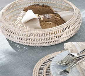 Miramar Handwoven Rattan Round Bowl - Elegant Decor | Pottery Barn
