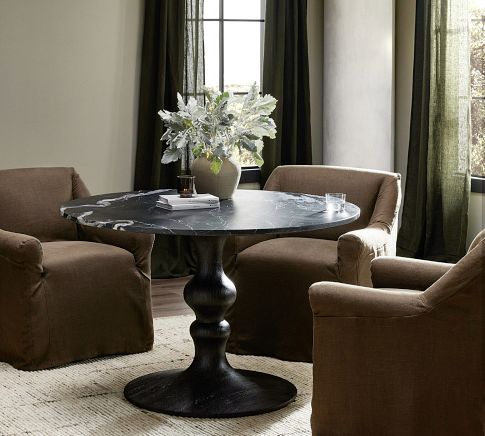 Tobias Round Marble Dining Table 48 Pottery Barn