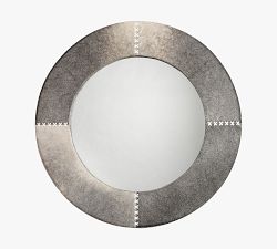 Aaden Round Hide Wall Mirror | Pottery Barn