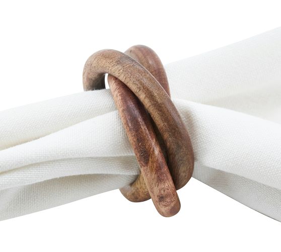 Interlocking Wooden Napkin Rings, Set of 4 | Pottery Barn