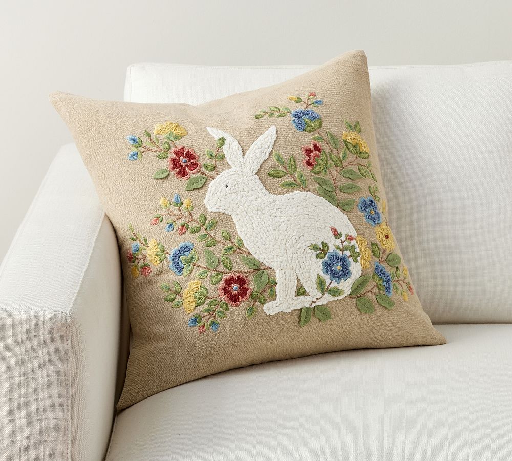 Bunny Embroidered Pillow | Pottery Barn