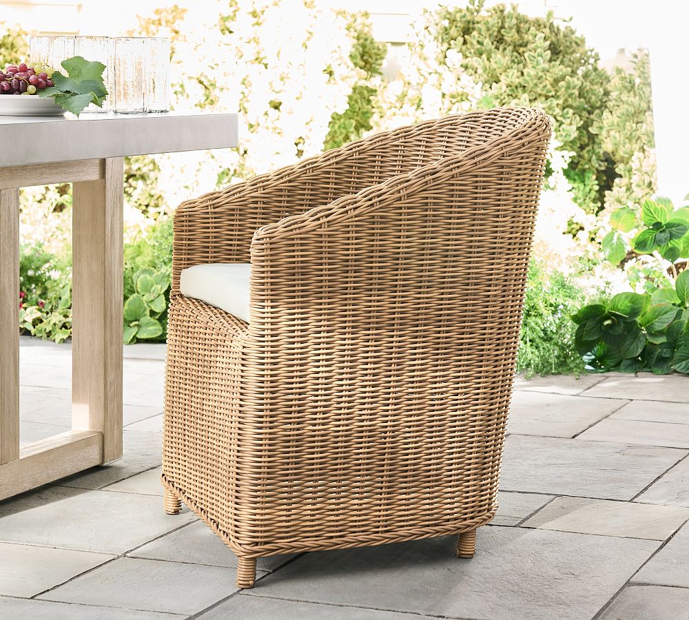 Huntington Wicker Slope-Arm Dining Chair | Pottery Barn