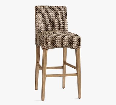 OPEN BOX Seagrass Barstool Bar Height Gray Wash Pottery Barn