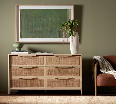 Woven cane dresser store