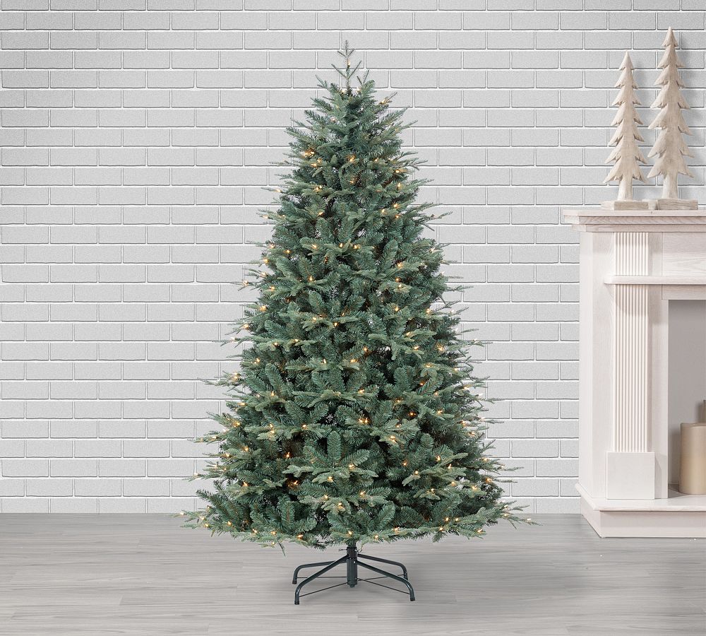 Lit Natural Cut Blue Spruce Faux Christmas Tree | Pottery Barn