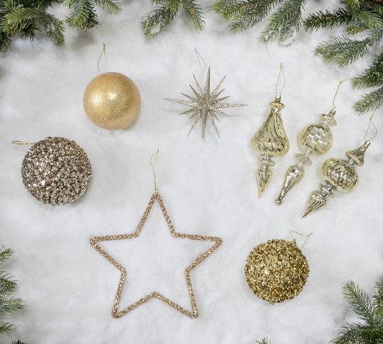 Shatterproof Gilded Gold Star Ornament Sets | Pottery Barn