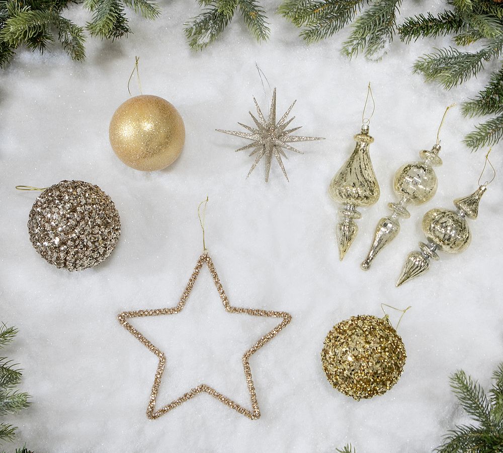 Shatterproof Gilded Gold Star Ornament Sets | Pottery Barn