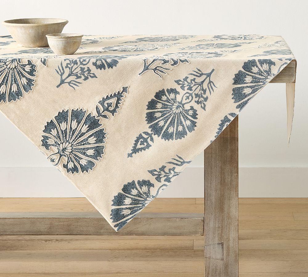 Bloom Embroidered Cotton Table Throw | Pottery Barn