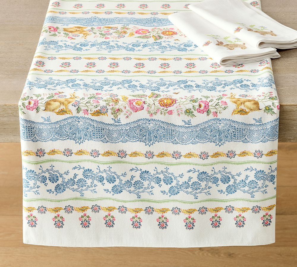 Botanical Bunny Table Runner - Whimsical Design | Pottery Barn