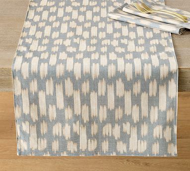 Lucas Ikat Organic Cotton Table Runner | Pottery Barn