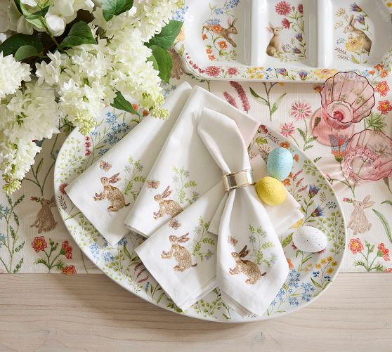 Bunny Embroidered Cotton Napkins - Set of 4 | Pottery Barn