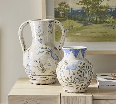 Handcrafted Bird Print Vase | Pottery Barn